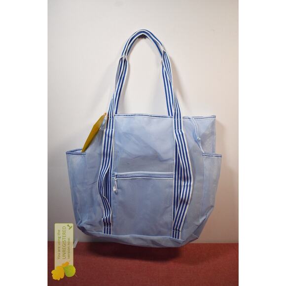 Sun Squad | Other | Sun Squad Beach Backpack Blue Striped Mesh Beach ...